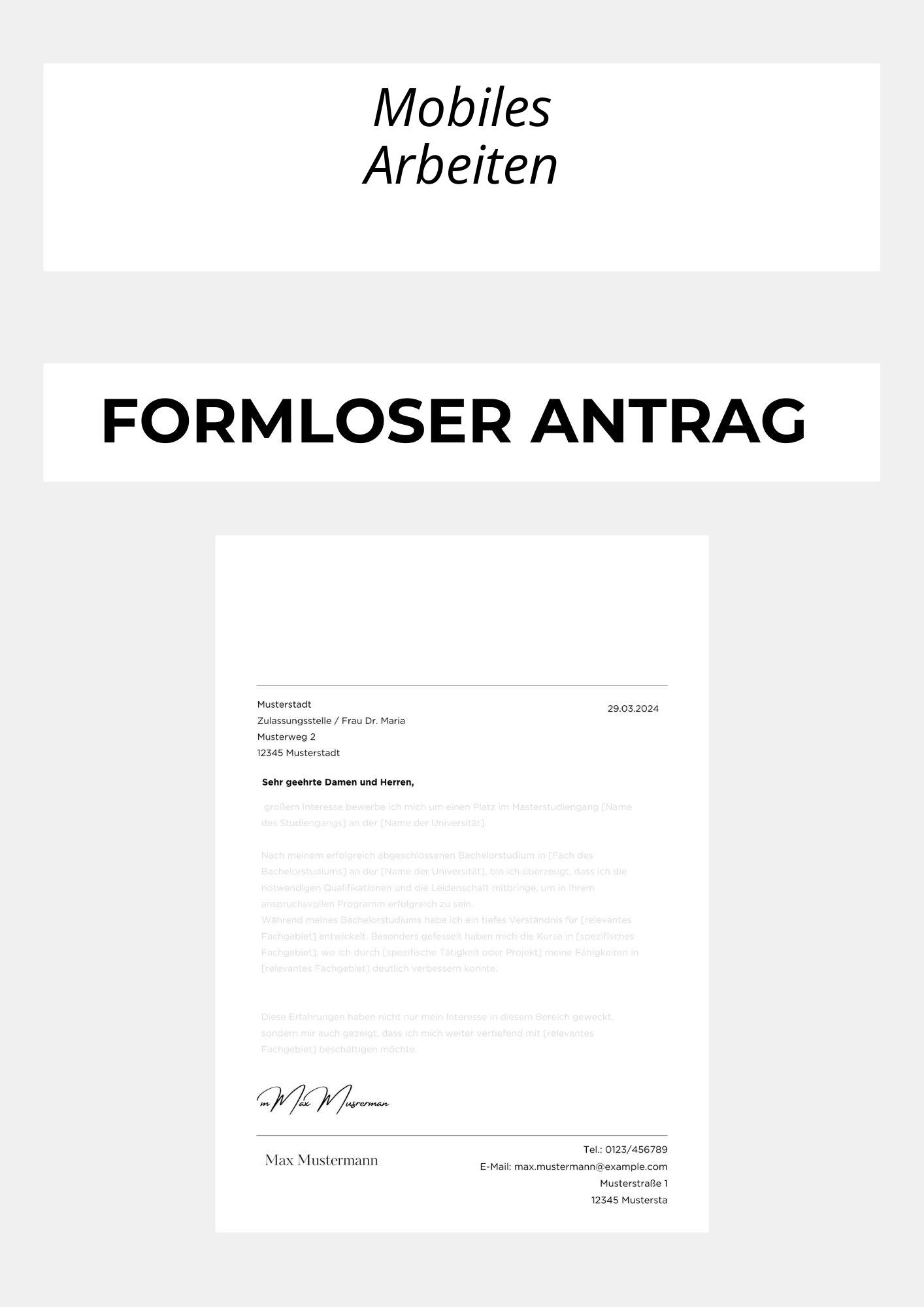 Formloser Antrag Mobiles Arbeiten Muster